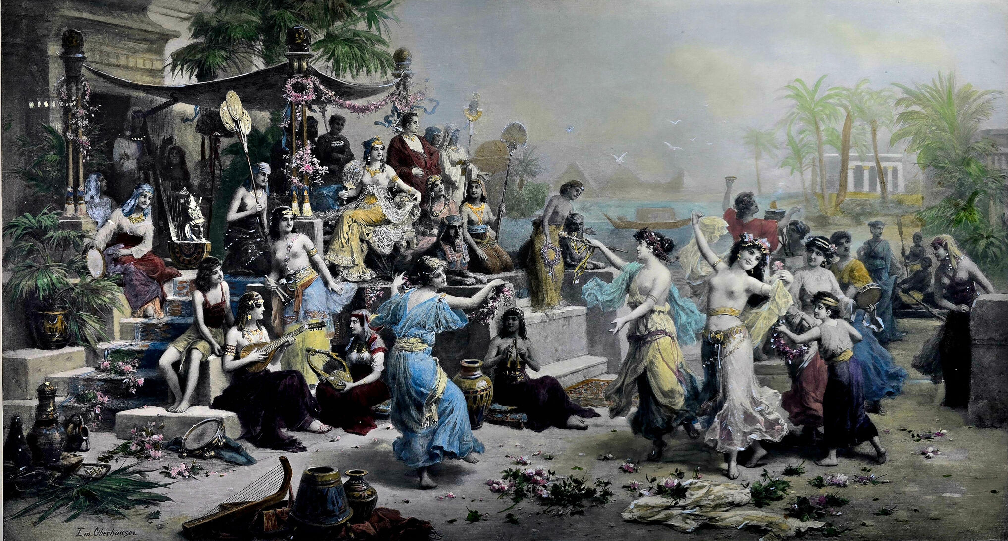 La cour de Cléopâtre, Emanuel Oberhauser, 1904, gravure éditée par ...